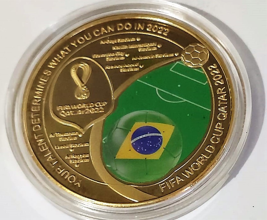 Moeda Comemorativa Copa Do Mundo De Futebol Qatar 2022 Catar Fifa Worl ...