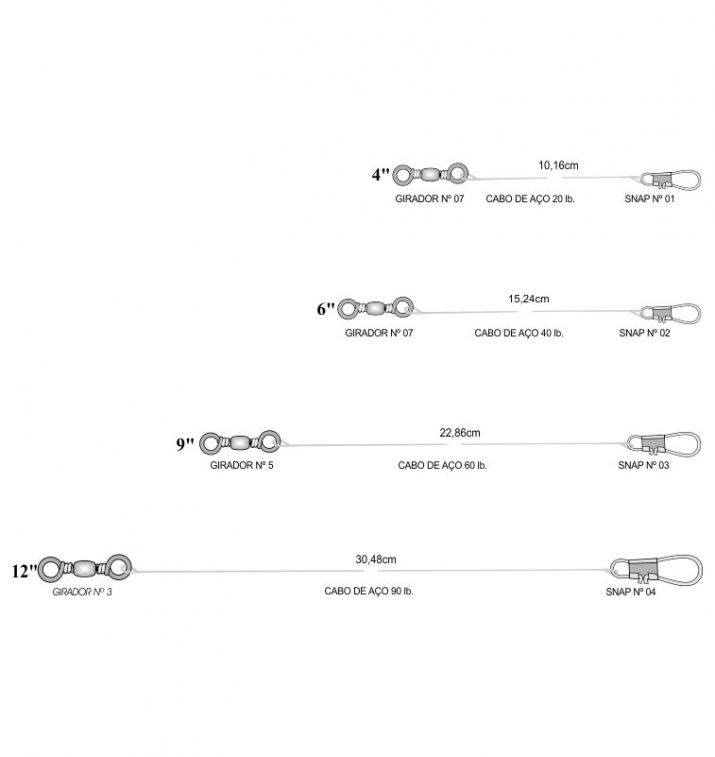 Piraputanga Pesca - Empate Leader Chicote Marine Sports Black 9", 100p ...