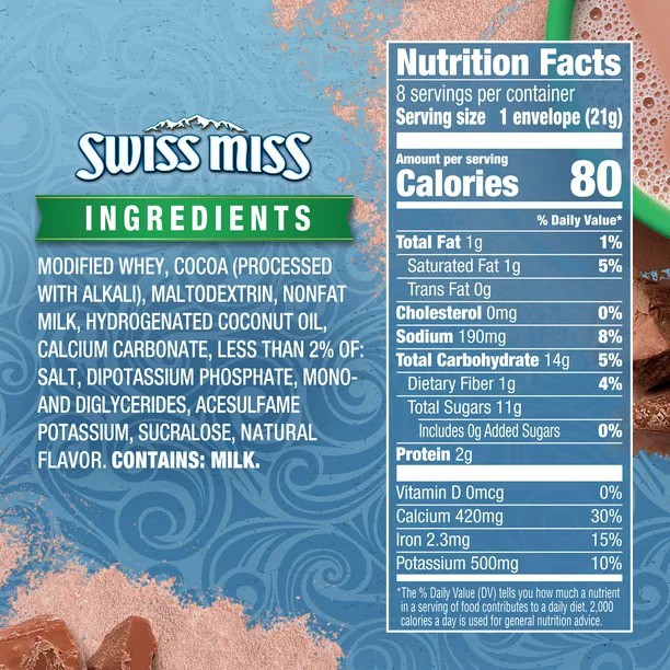 Swiss Miss No Sugar Added Milk Chocolate Flavored Hot Cocoa Mix ...