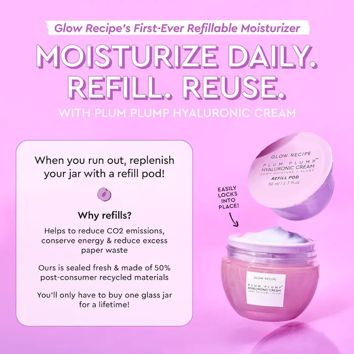 Glow Recipe Plum Plump Refillable Hyaluronic Acid Moisturizer ...