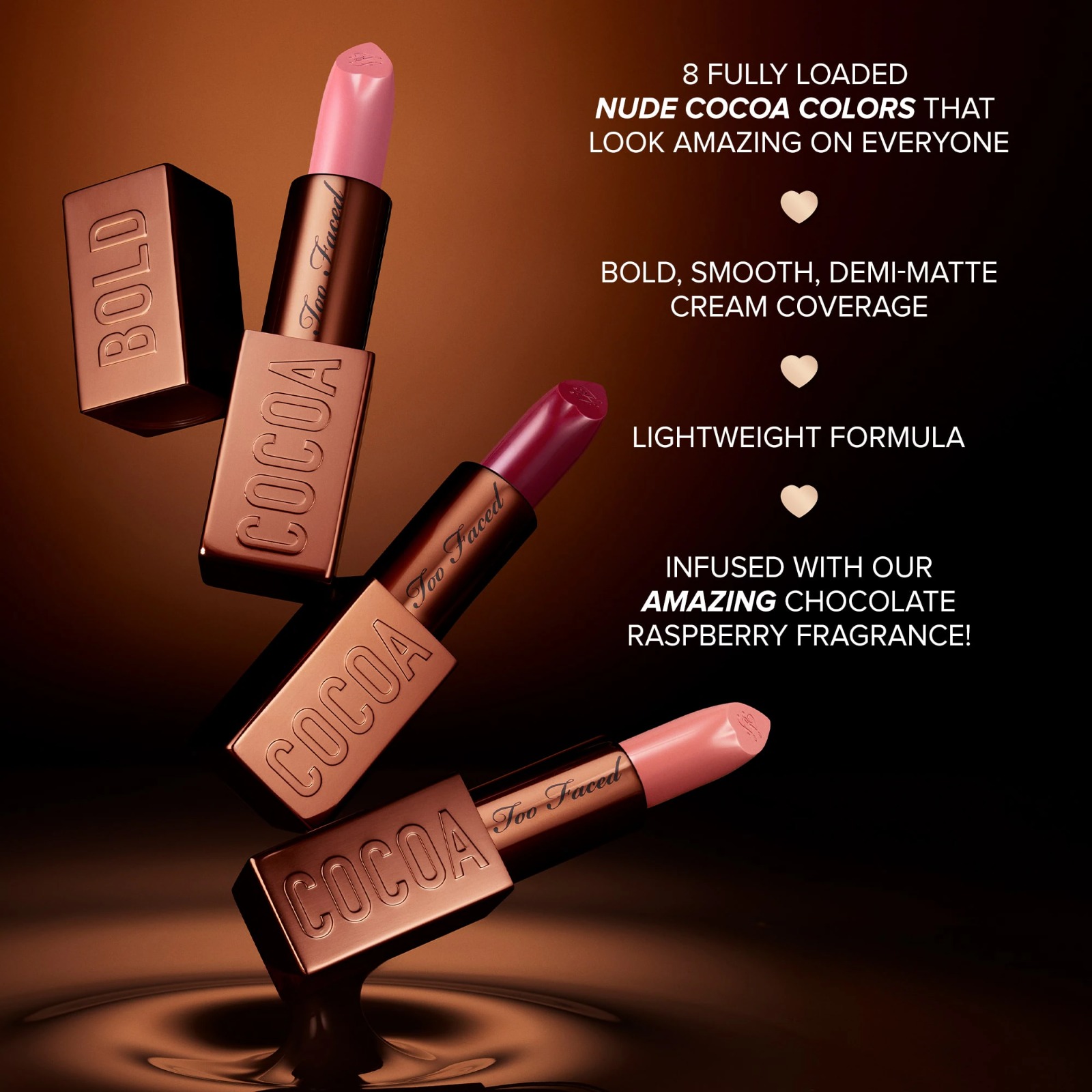 Too Faced Cocoa Bold Cream Lipstick - Consumos da Martina
