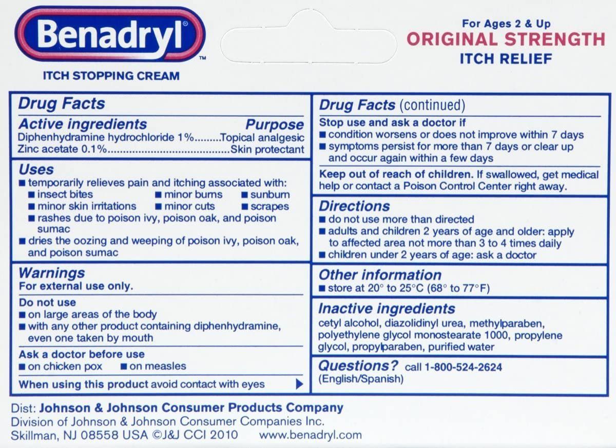 Benadryl Original Strength Itch Relief Cream, Topical Analgesic ...