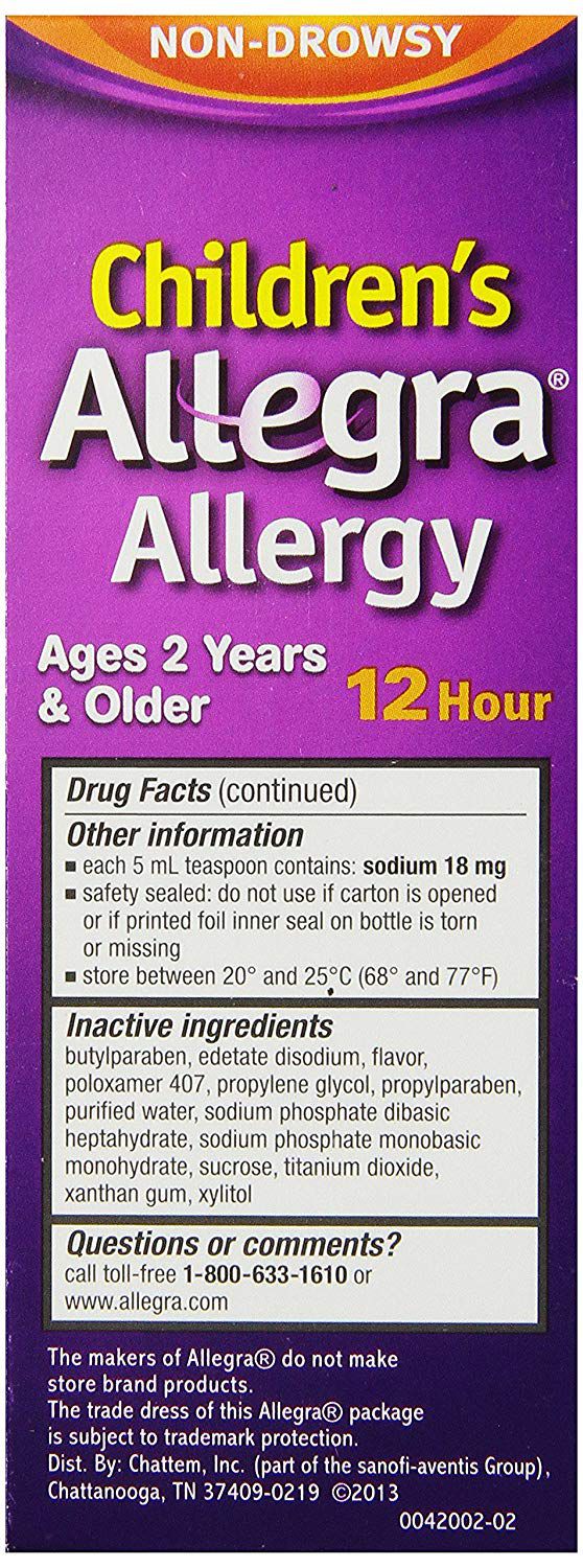 Allegra Children's 12 Hour Allergy Relief 30mg Oral Suspension Berry ...