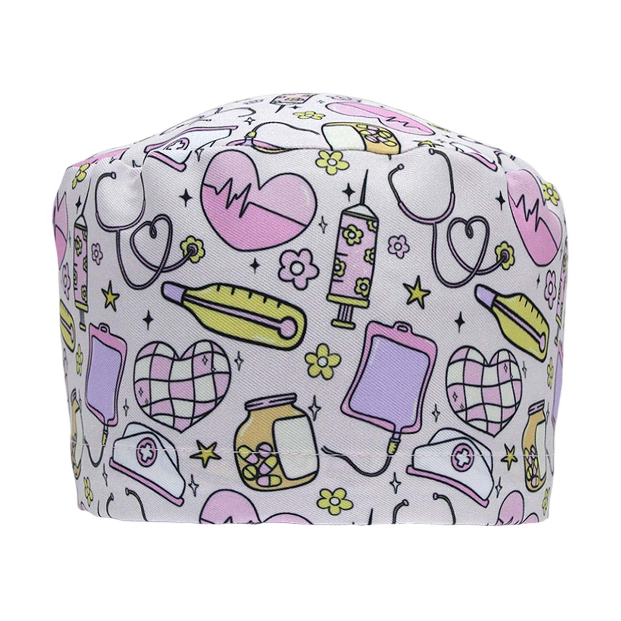 Gorro Cirúrgico, Símbolos médicos, Seringa, Termometro, Ecg, Rosa - ToucaTop - Toucas Cirúrgicas ...