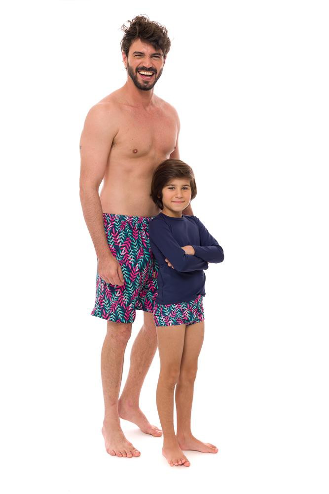 Short Praia Masculino Floral Framboesa Marinho Biquíni And Moda Praia