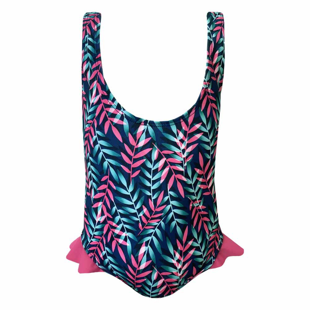 Maiô Transpassado Infantil Floral Framboesa Marinho Biquíni And Moda