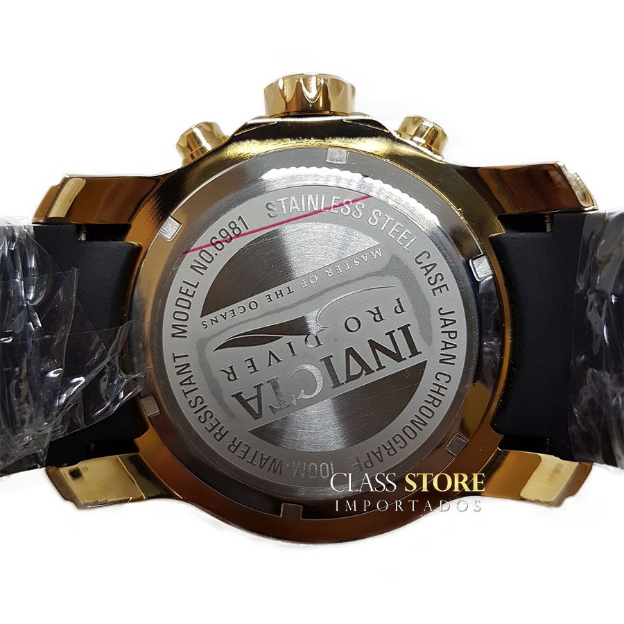 Relógio INVICTA Original Pro Diver 6981 Banhado a Ouro 18kt Pulseira e ...