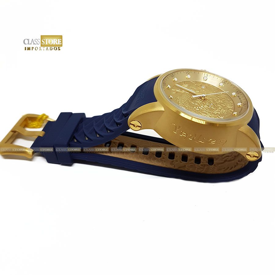 Relógio INVICTA 18215 S1 Rally Yakuza Automático Banhado a Ouro 18k Az ...