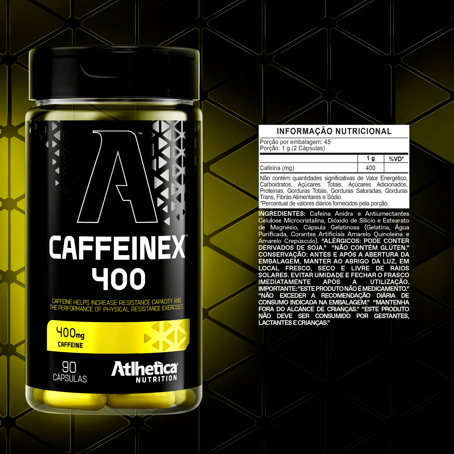 Caffeinex 400mg Atlhetica (90 Capsulas) - Boa Forma Shop Suplementos ...