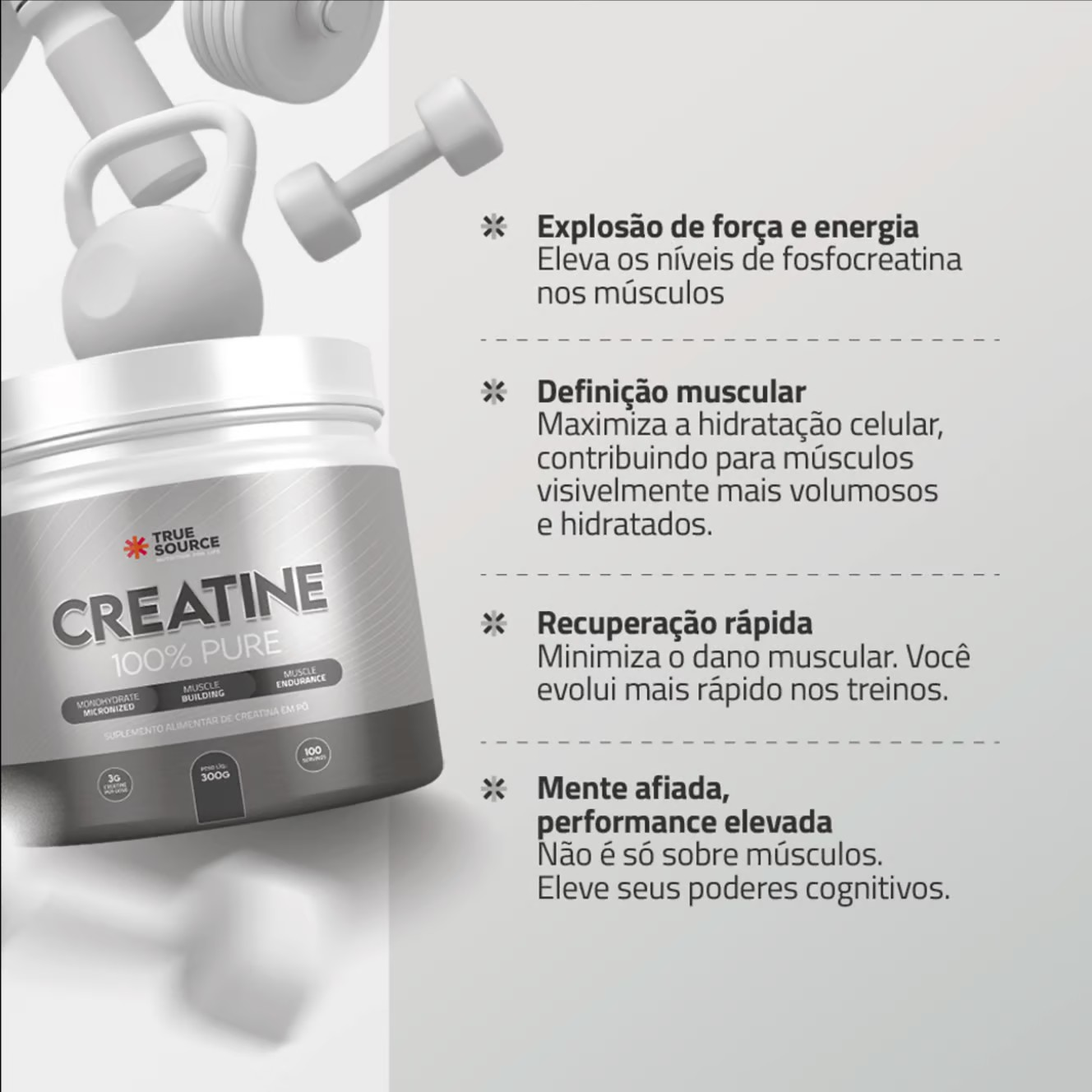 True Creatina Creatine 300g True Source - Boa Forma Shop Suplementos ...