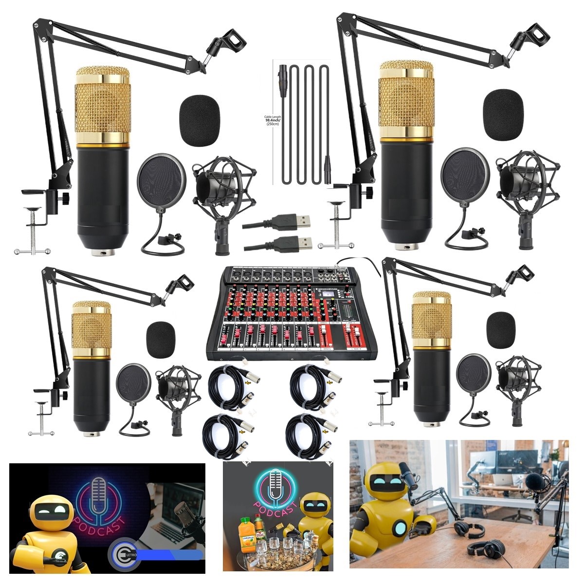 Setup Bancada para Podcaster Com Capacidade Para 4 Pessoas - Comercial ...