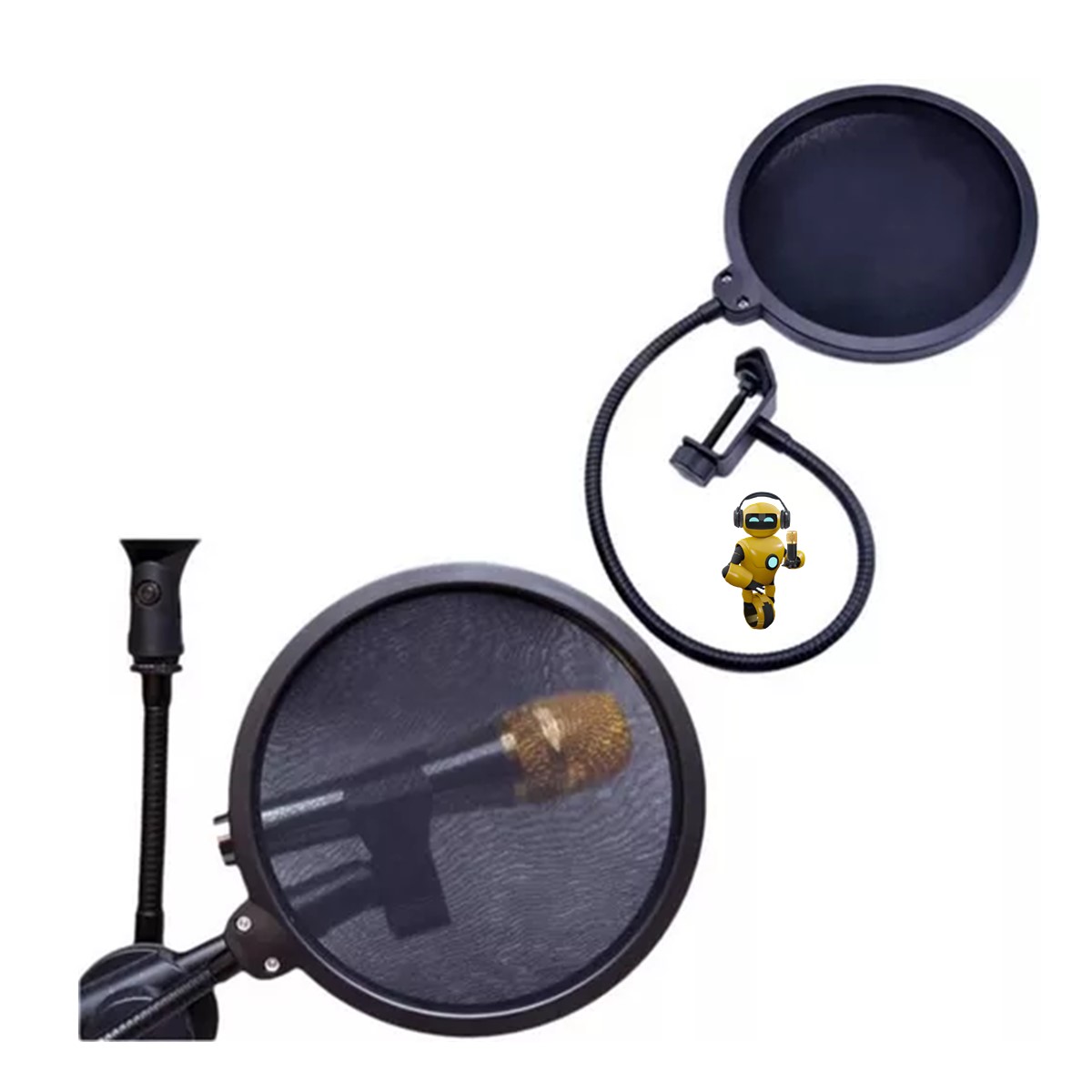 Tela Pop filter anti puf para microfone estudio radio e TV Streaming ...