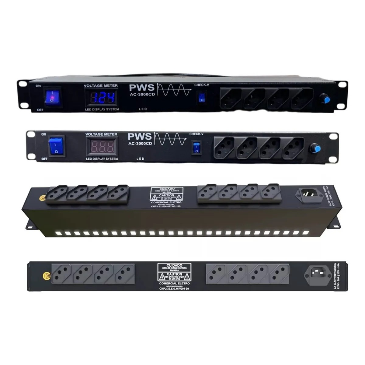 Regua de AC 12 Tomadas Profissional Padrão Rack Light 10A - Comercial ...