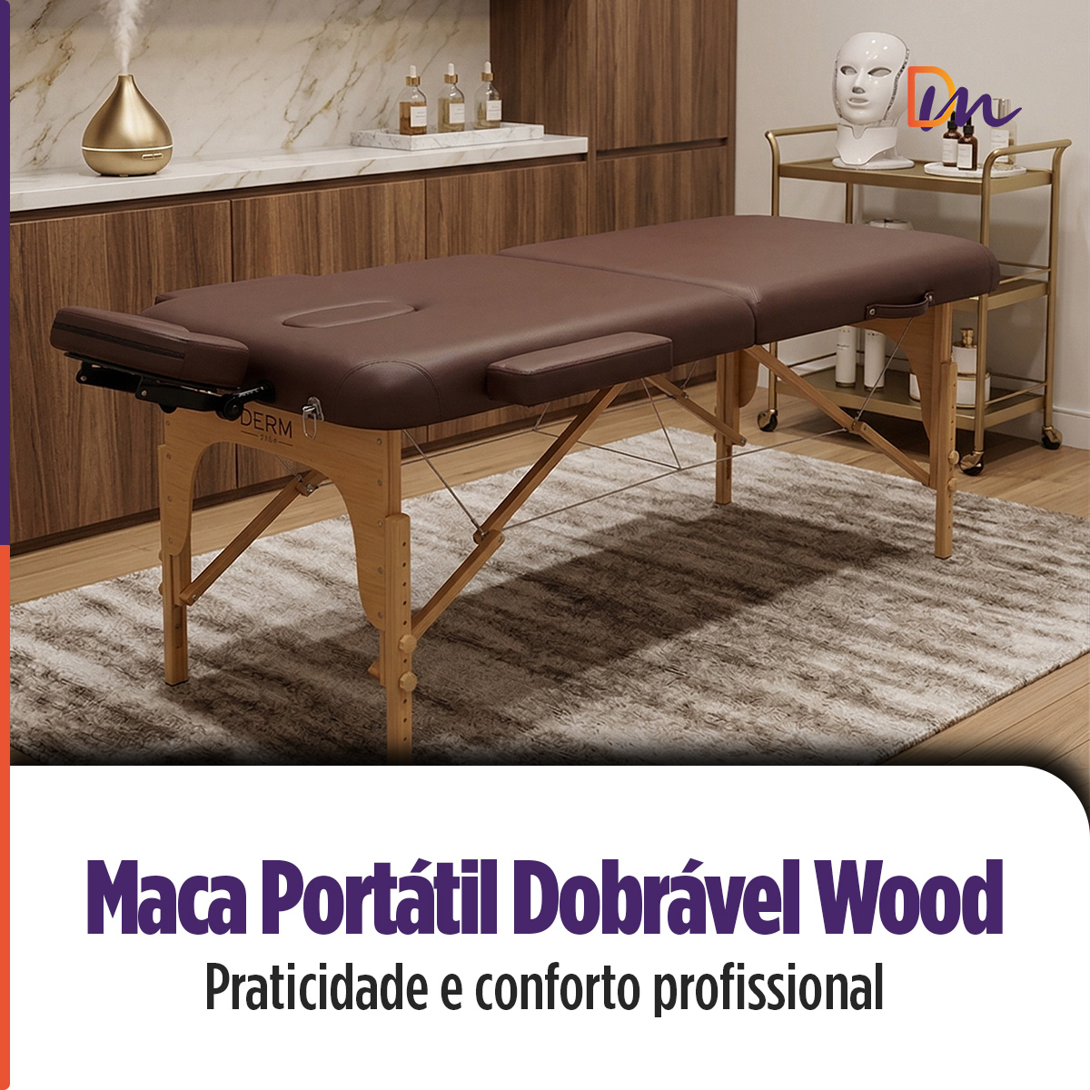 Maca Portátil Dobrável Wood Akmed Profissional Estética - Dermomed - 7 ...