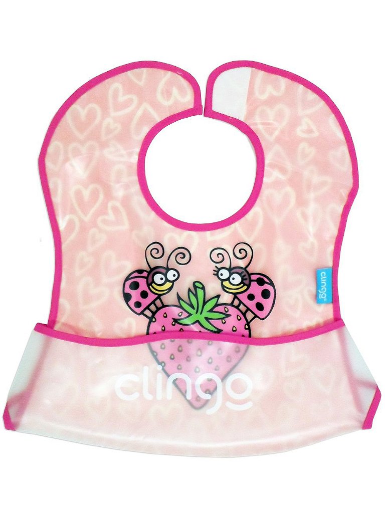 Babador Impermeável com Bolso Coletor Moranguinho - Clingo - GraviDicas ...