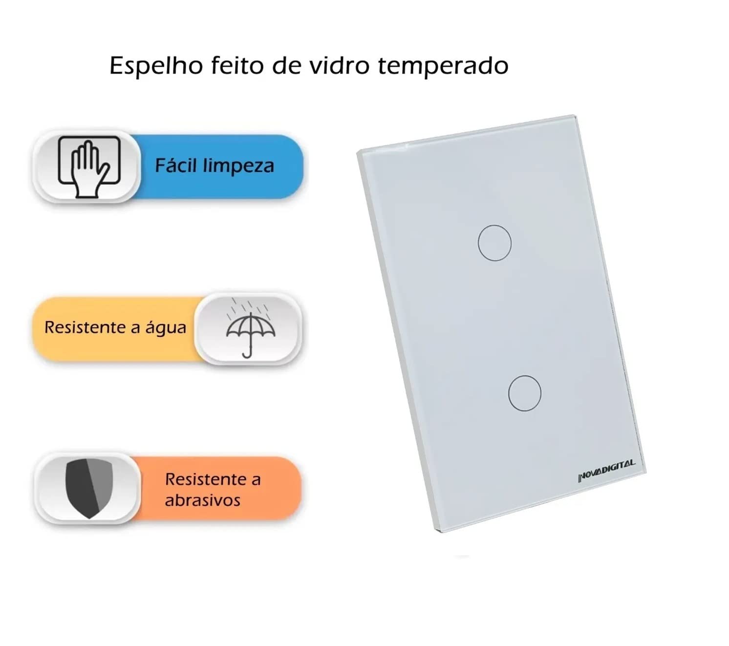 Interruptor Inteligente Wi-fi Nova Digital 2 Teclas Original na Cor ...