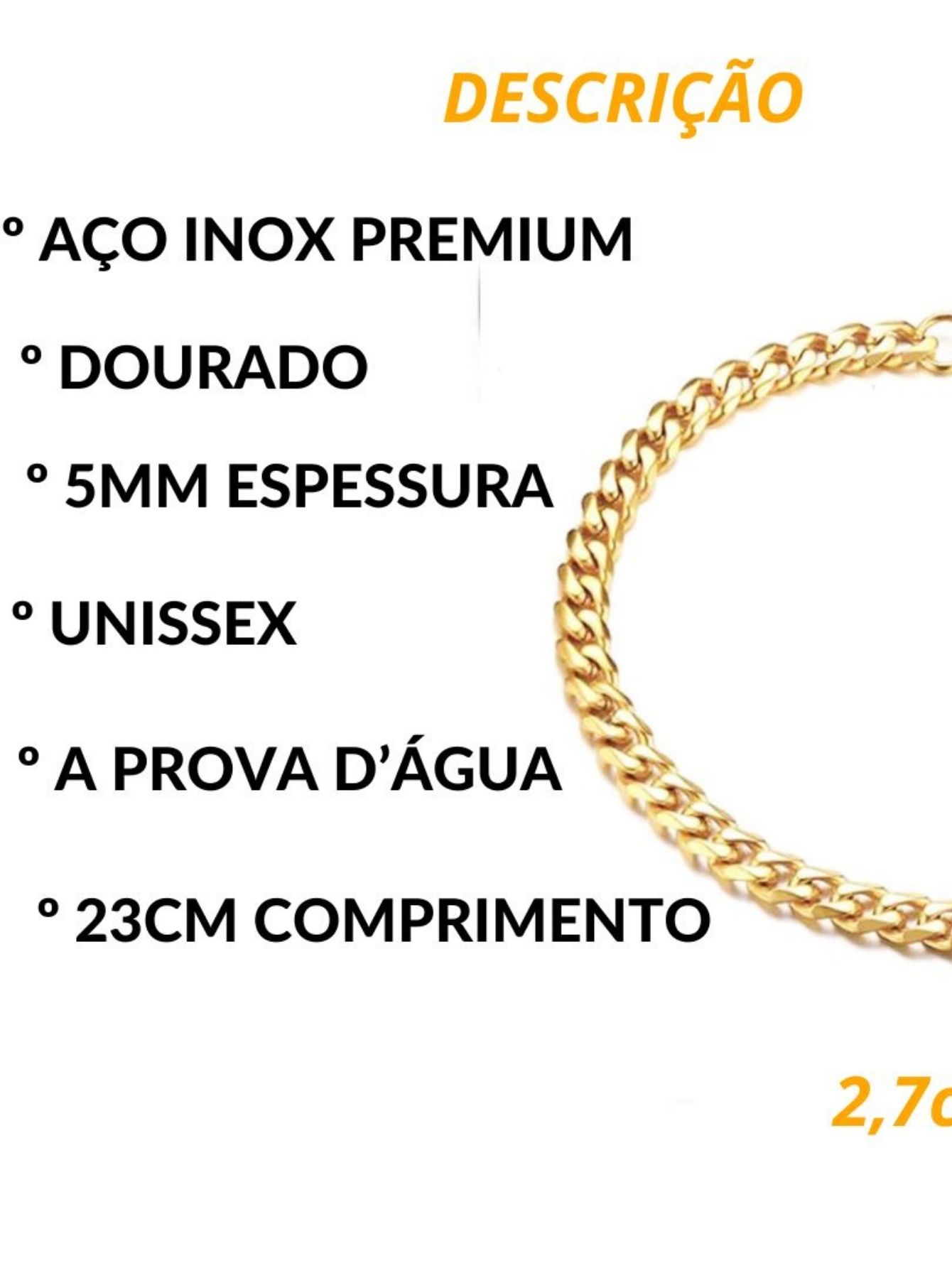 Pulseira Masculina Grumet 5mm Dourada Escama de Peixe Aço - VISUJÓIAS