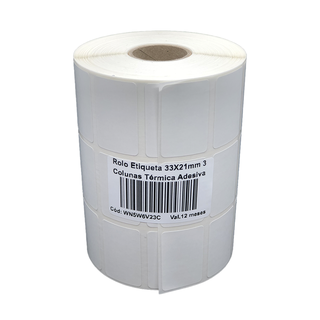Rolo Etiqueta 33X21mm 3 Colunas Térmica Adesiva 3875UN (31M) Tub 1 ...