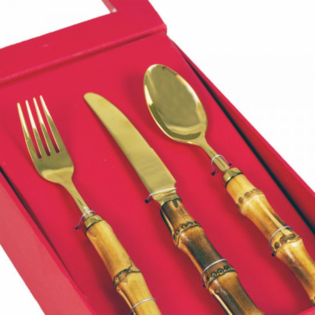 Faqueiro jantar duquesa dourado com bambu - Kasa 57 | A Sua Loja de ...