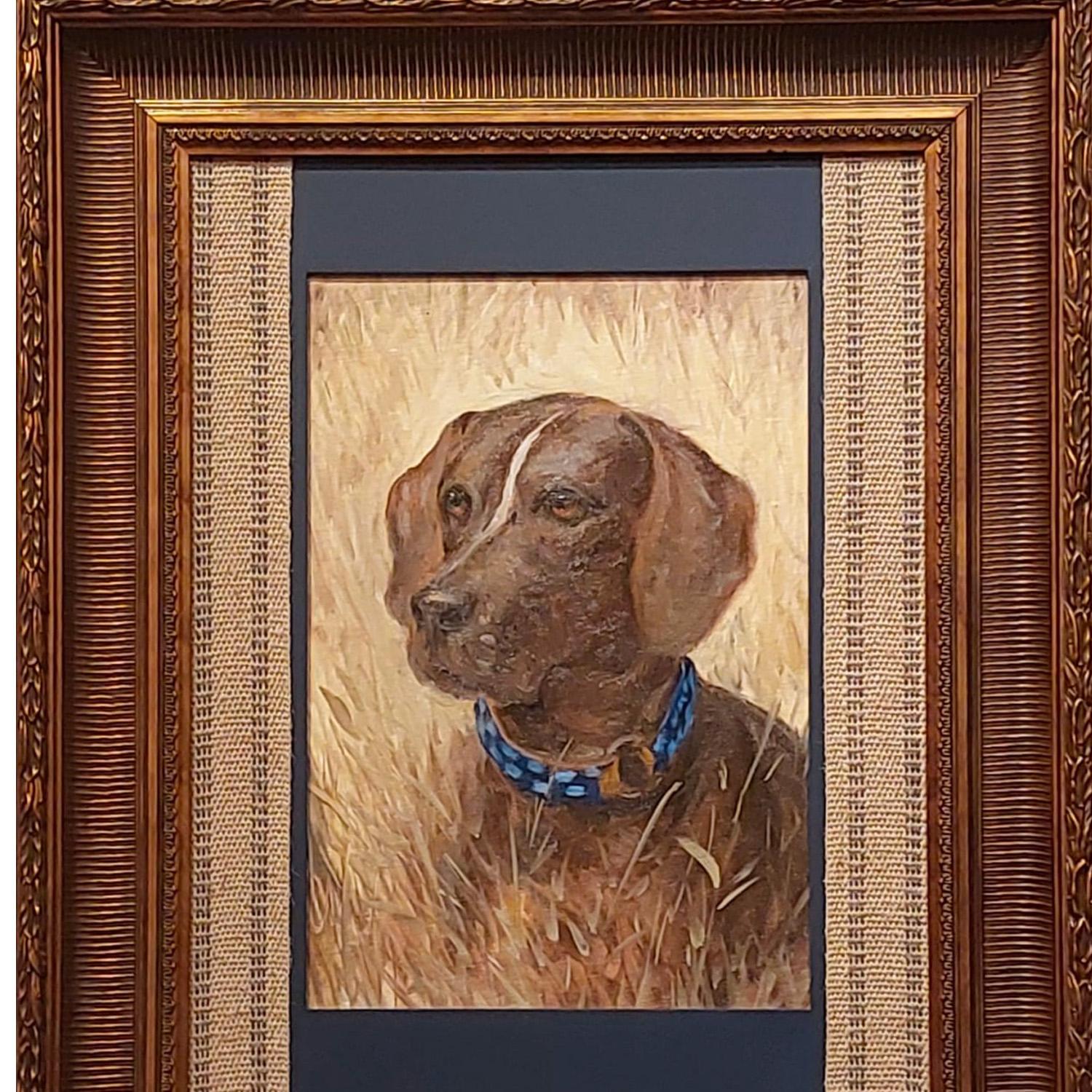 Quadro cachorro marrom com passpatur azul 72 x 60 cm - Kasa57 - Kasa 57 ...