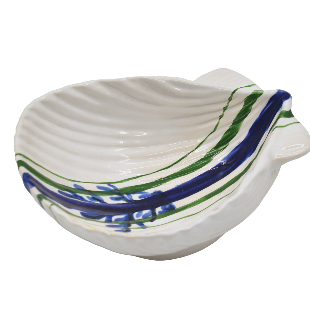 Bowl de concha branco com listras e coral azul - Kasa57 - Kasa 57 | A ...