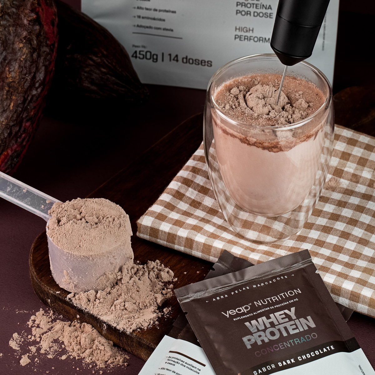 Whey Protein Concentrado Dark Chocolate 900G - Yeap Nutrition - Os ...