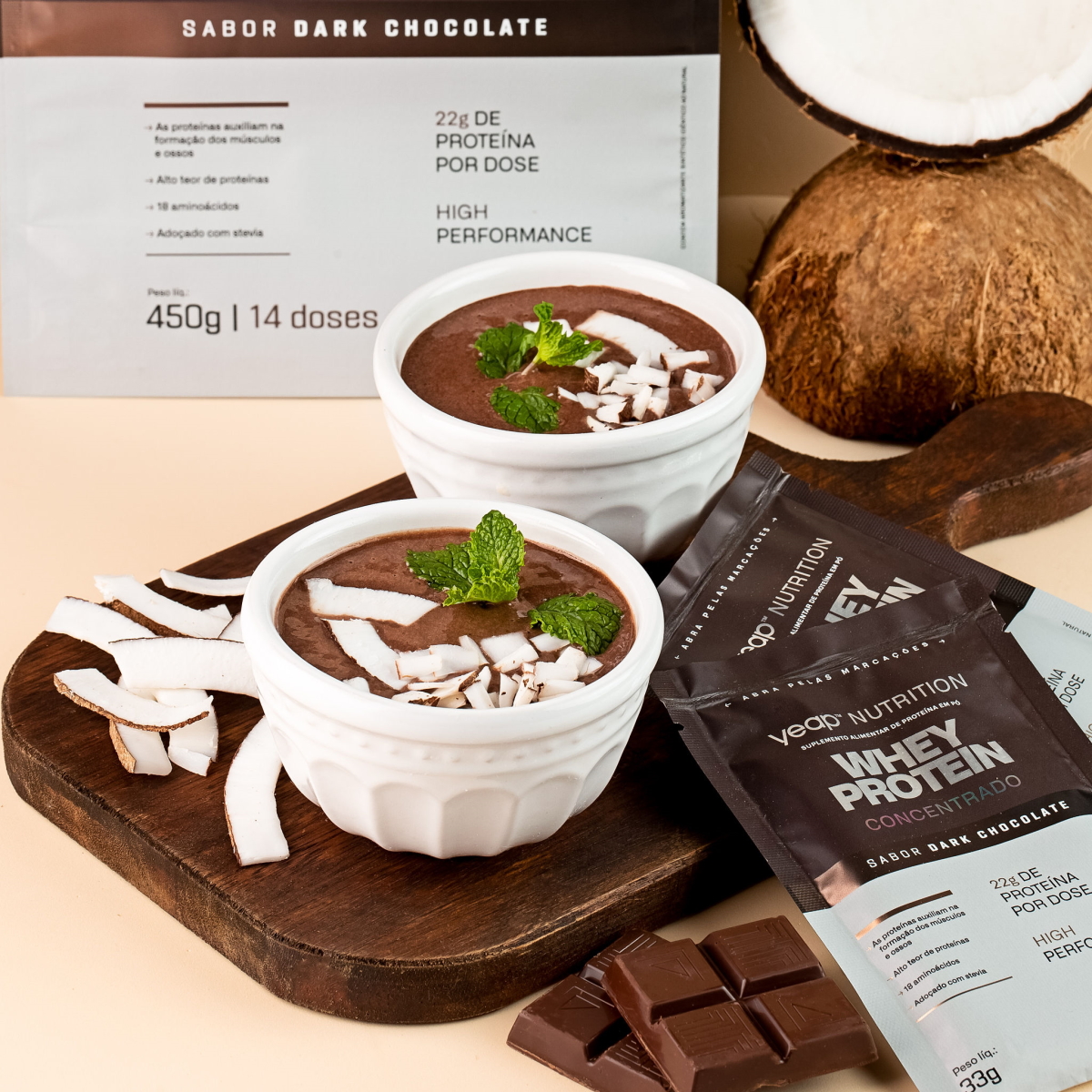 Whey Protein Concentrado Dark Chocolate 900G - Yeap Nutrition - Os ...