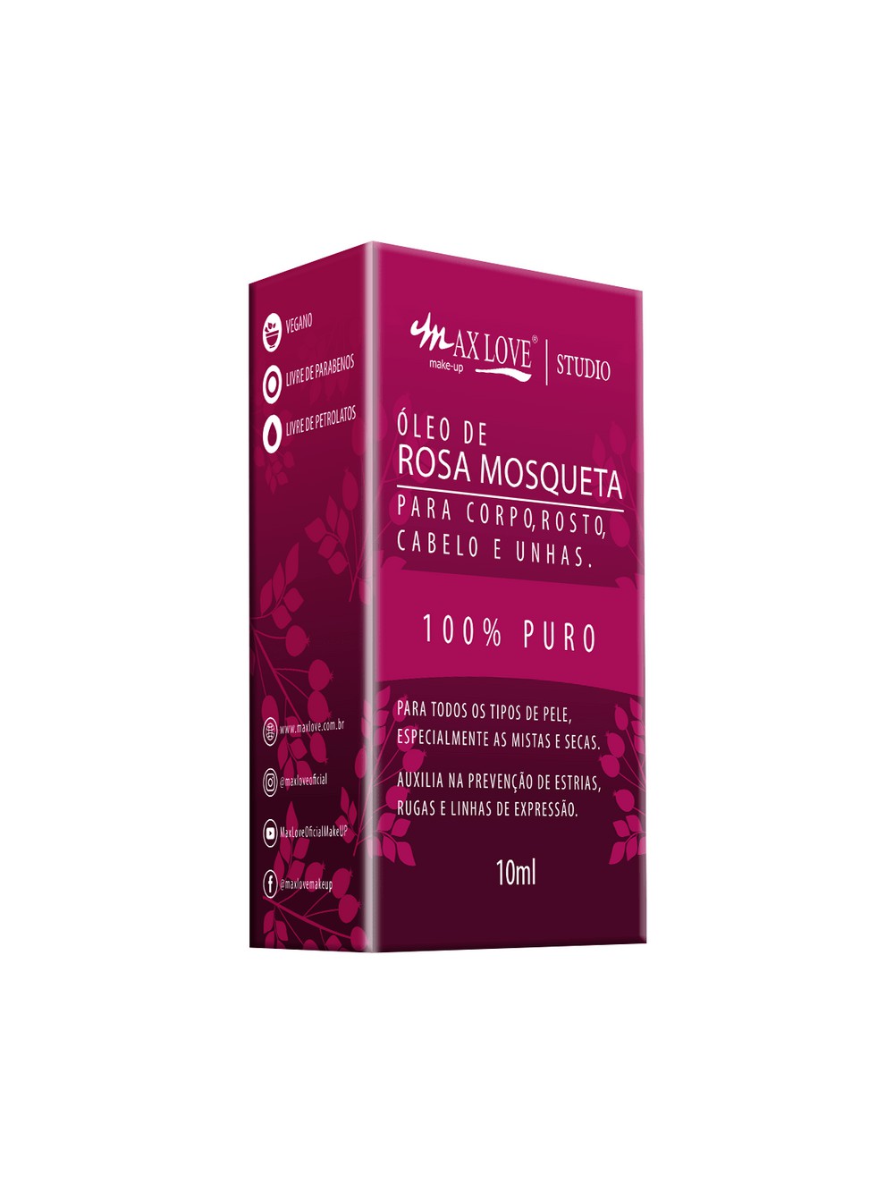 Óleo de Rosa Mosqueta 100% Puro Max Love 10ml - Maquiagem Atacado