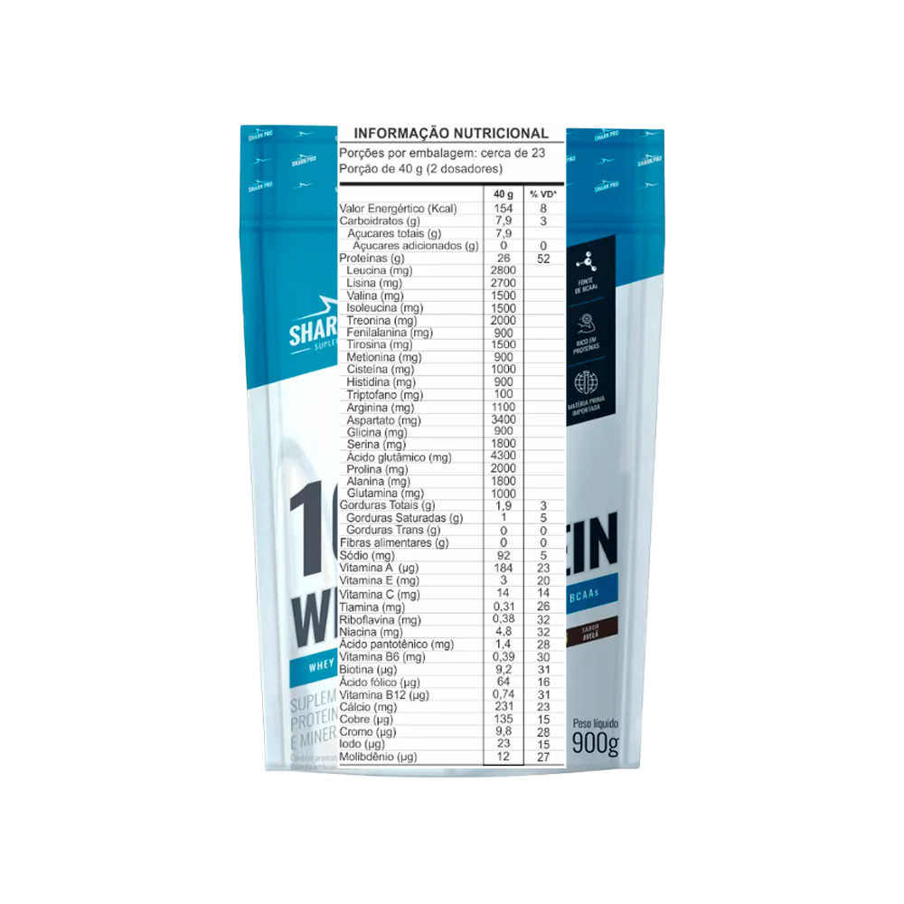 100% WHEY PROTEIN - SHARK PRO - 900G - Cwb Gold Suplementos Alimentares