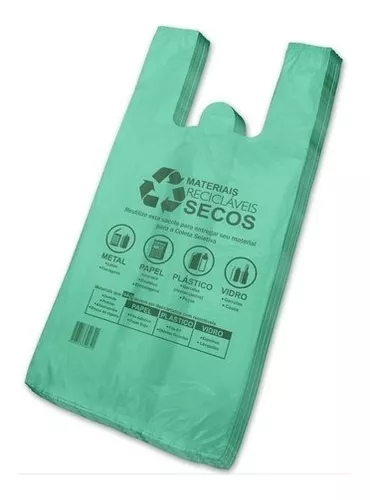 Sacola Plastica Verde 38x50 C/500un Biodegradavel - Limaplast Embalagens