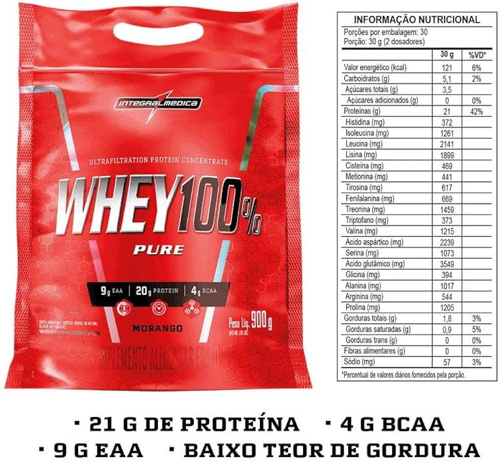 Whey Protein 100% Pure Integralmédica 900g CWB Suplementos Curitiba - CWB Suplementos Curitiba