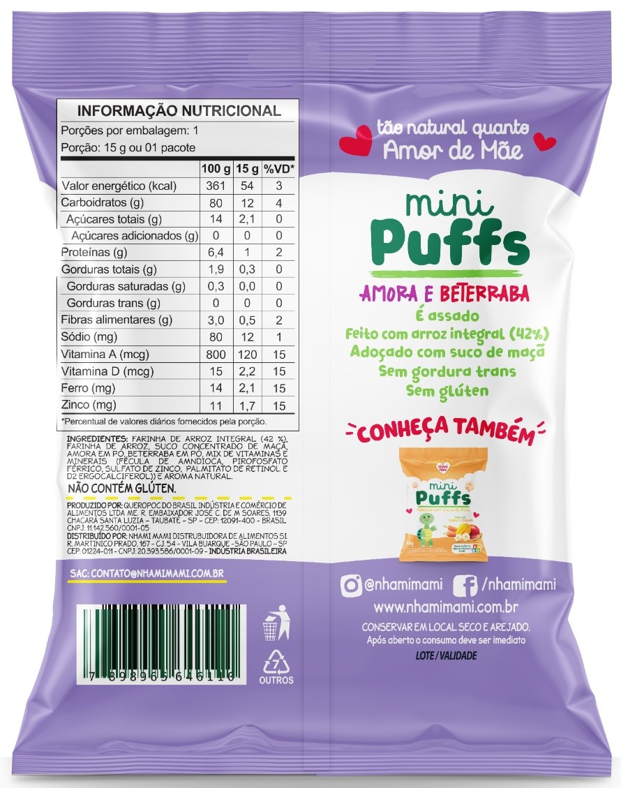 Mini Puffs Biscoito de Arroz com Amora e Beterraba Nhami Mami - Snick ...