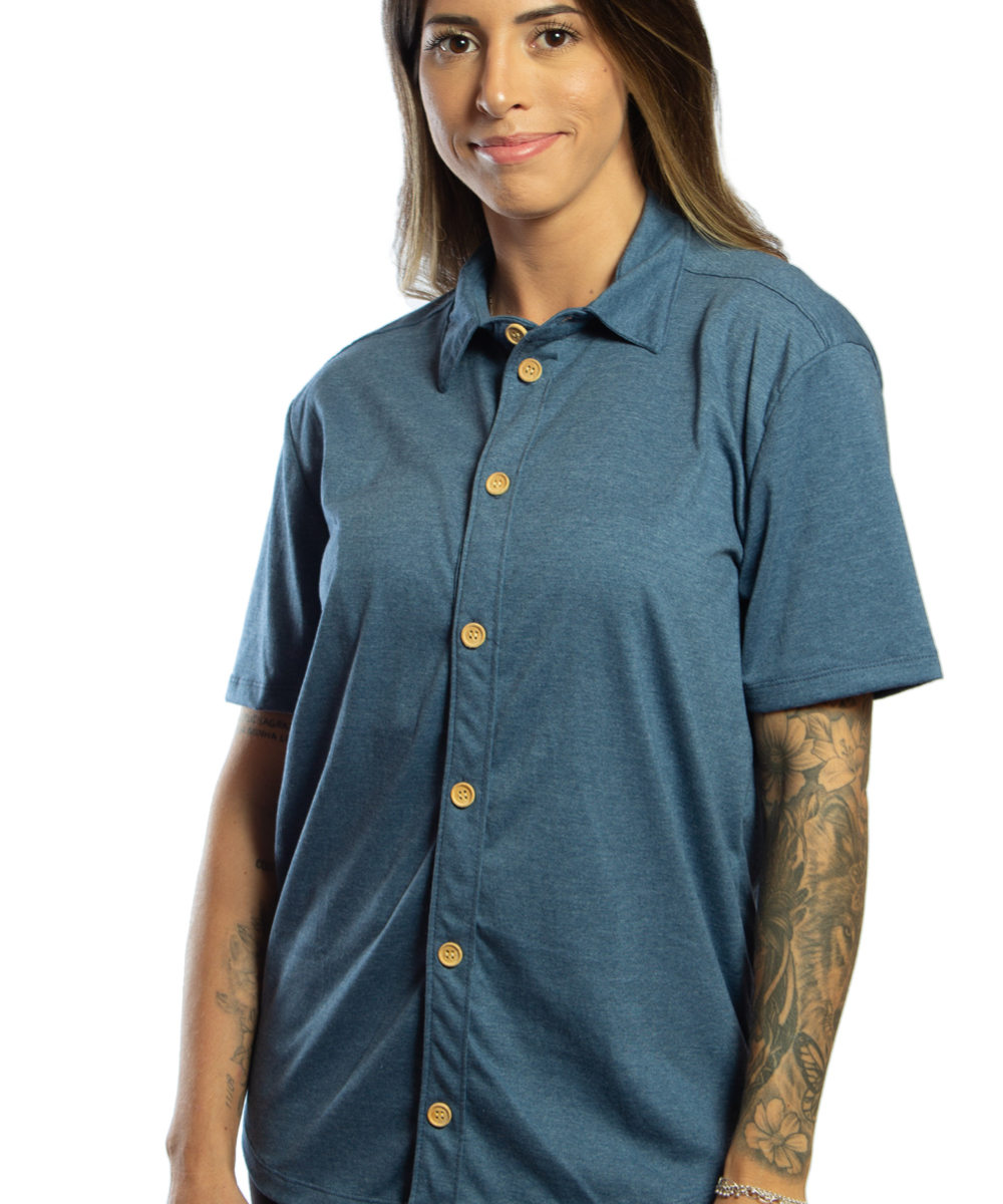 Camisete Feminino Manga Curta Azul - GS one | Roupas Ecológicas