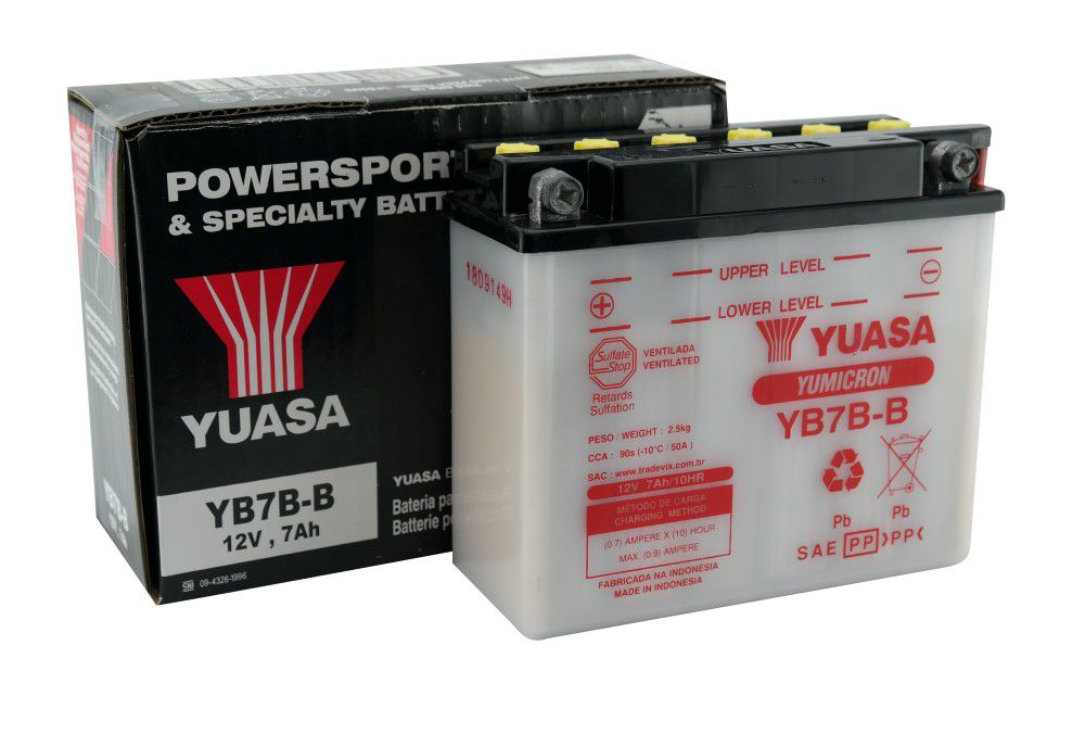 Bateria Yuasa YB7B-B Neo115 XR200 CBX200 Strada NX350 Sahara - onix-e.com.br