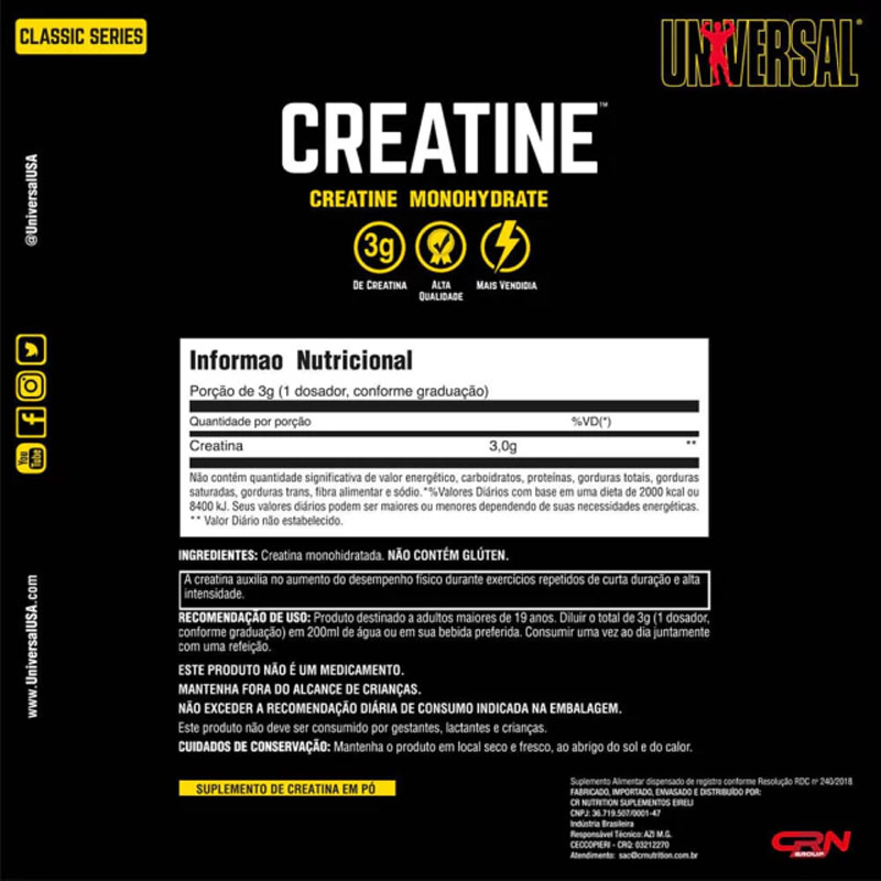 CREATINE MONOHYDRATE - 300G UNIVERSAL NUTRITION - Universal Nutrition ...
