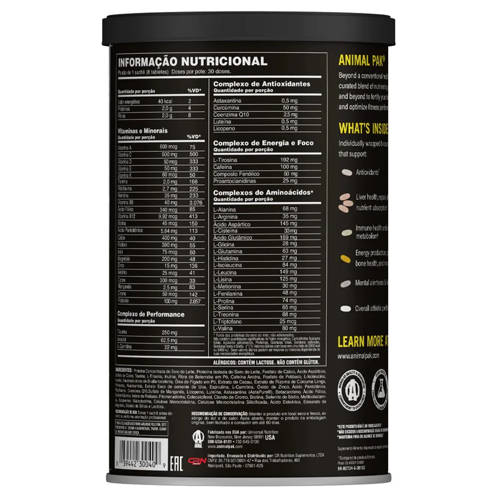 ANIMAL PAK 30 PACKS ULTIMATE FOUNDATION - UNIVERSAL NUTRITION ...