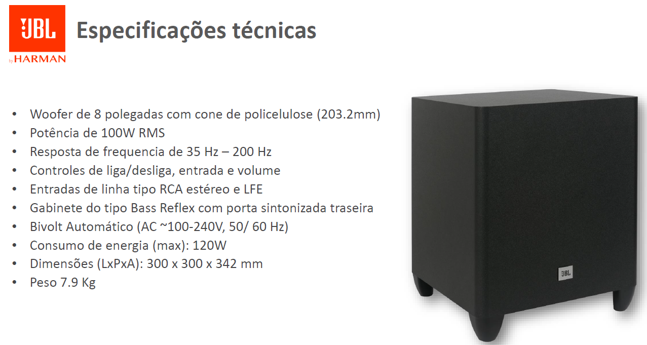 Subwoofer Jbl Ci8p Ativo 100w 8 Polegadas Bivolt - SAID Som e Imagem
