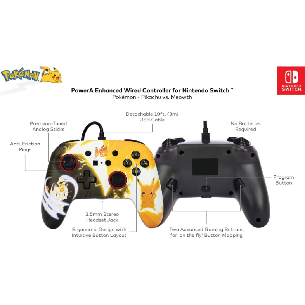 Controle Powera Com Fio Pokemon Pikachu Vs Meowth Switch Xplace