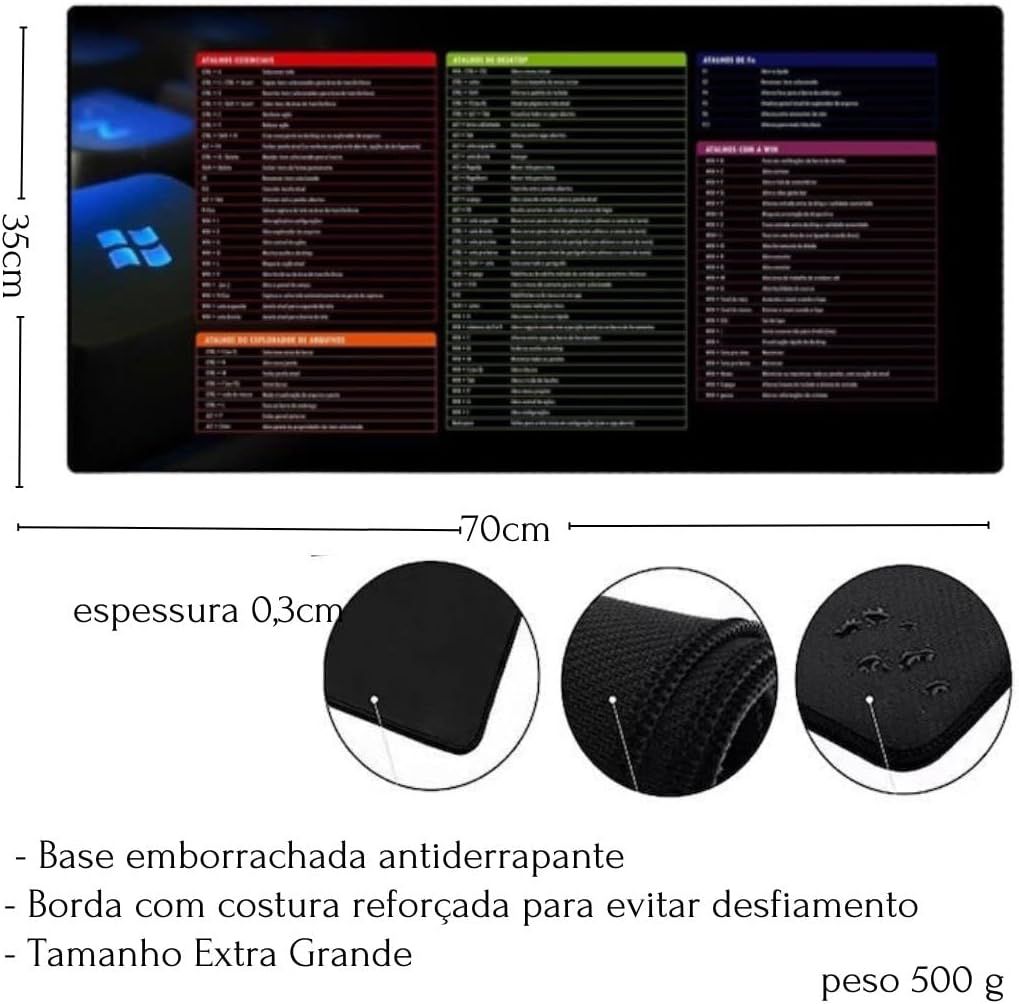Mouse Pad Gamer Exbom Atalhos de Teclado do Windows (MP-7035C) - Xplace ...