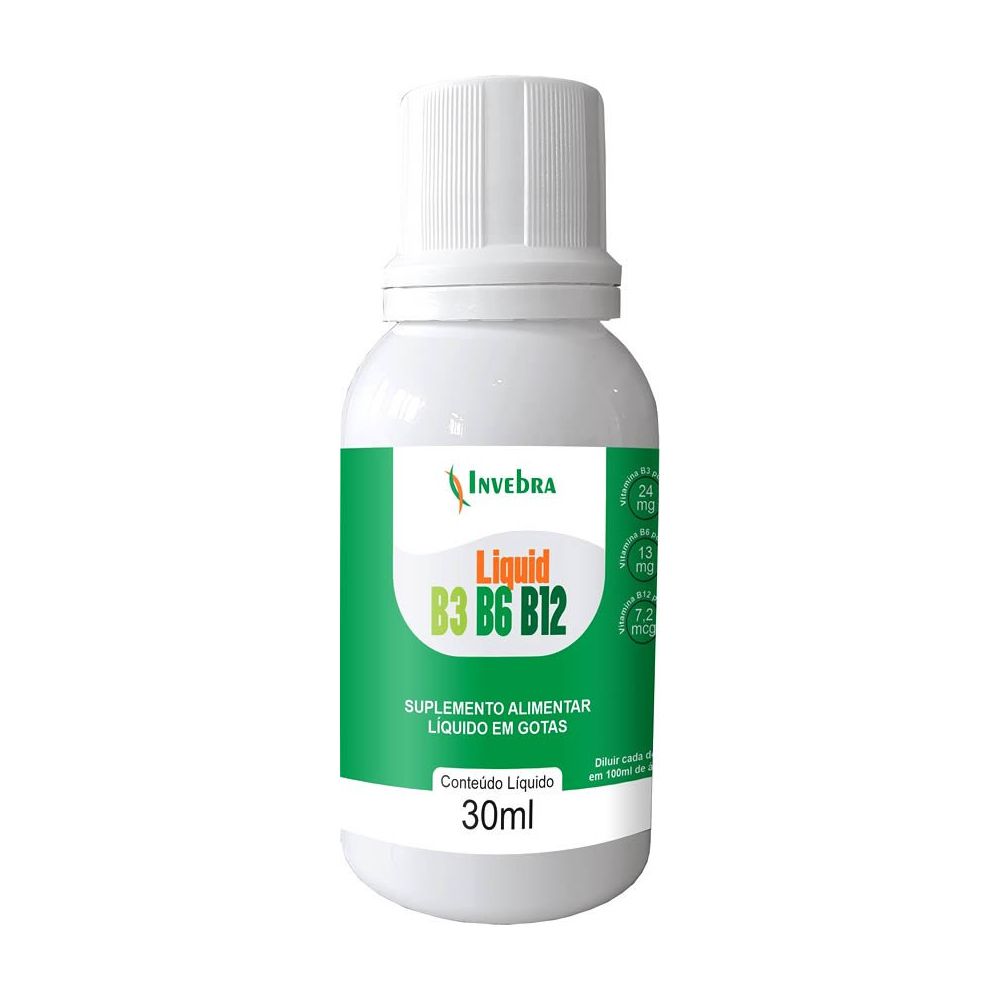 Liquid B3 + B6 + B12 Gotas Invebra 30ml - Loja Vegana