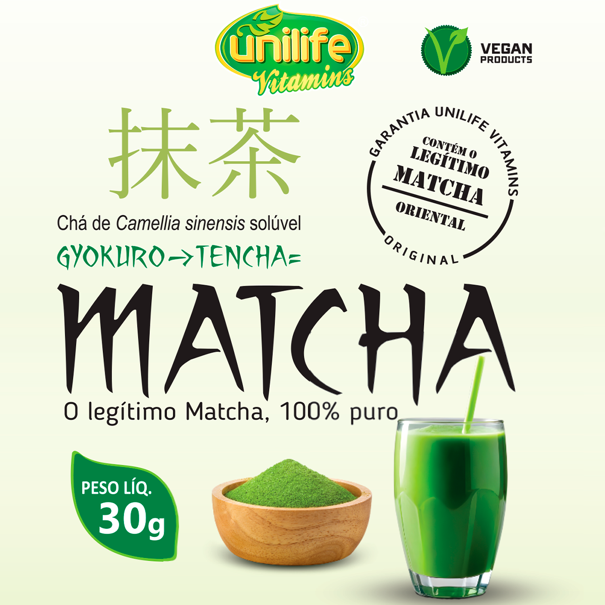 Matcha puro e organico sóluvel 30g Unilife - Edin