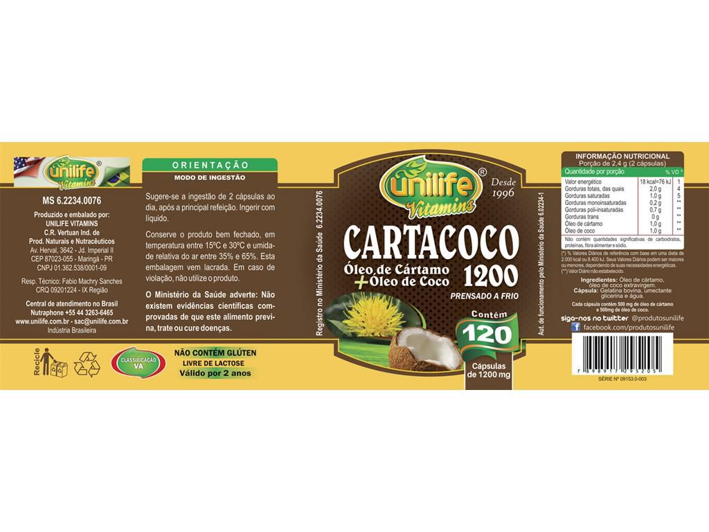 Óleo de cartamo e coco Cartacoco 1200mg Unilife - Edin Óleo de cartamo e coco Cartacoco 1200mg Unilife - Edin