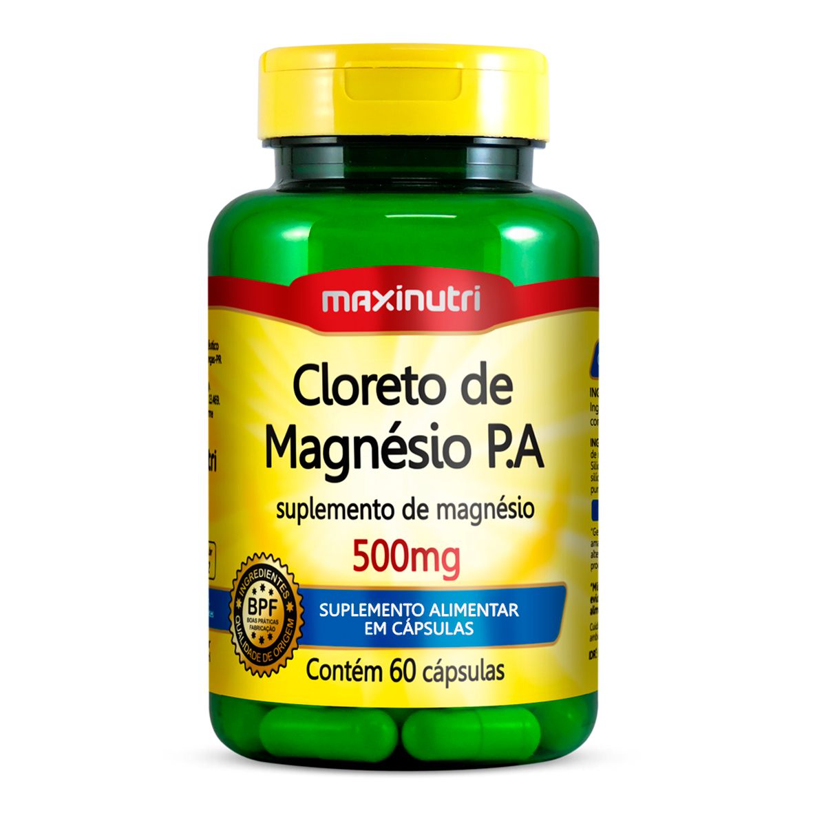 Kit 3 Cloreto de Magnésio P.A 500mg Maxinutri 60 Cápsulas - Edin
