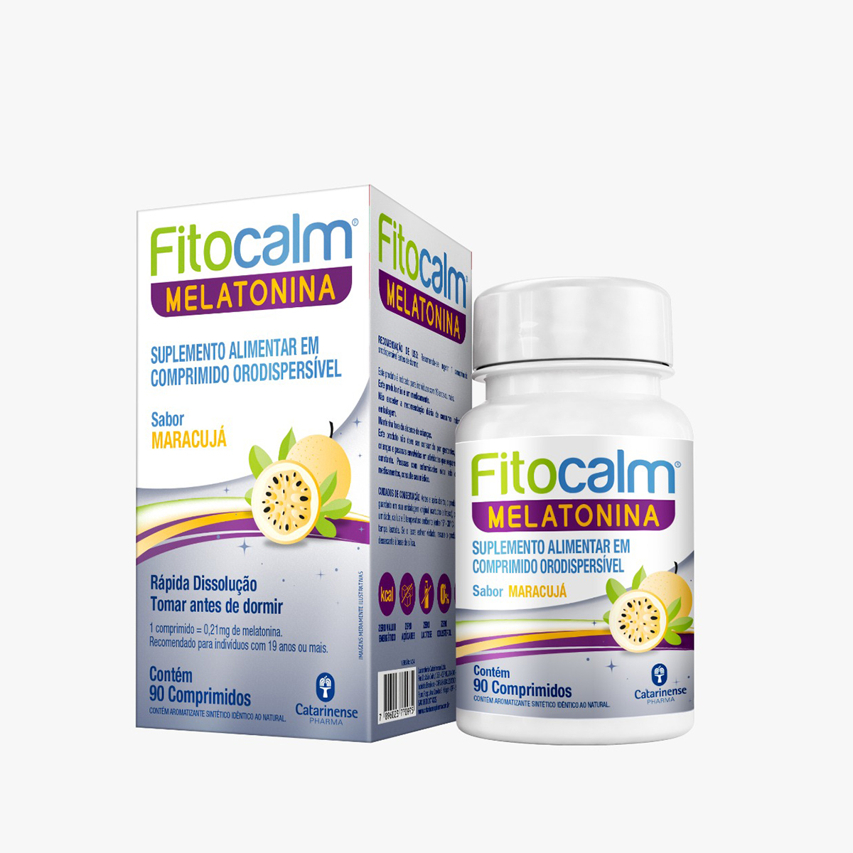 Kit 5 Fitocalm Melatonina Catarinense Maracujá 90 capsulas - Edin