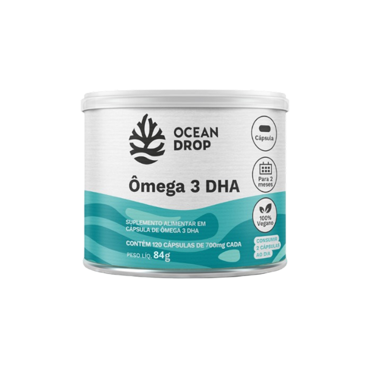 Kit 5 Ômega 3 DHA 700mg Ocean Drop Vegano 120 Cápsulas - Edin