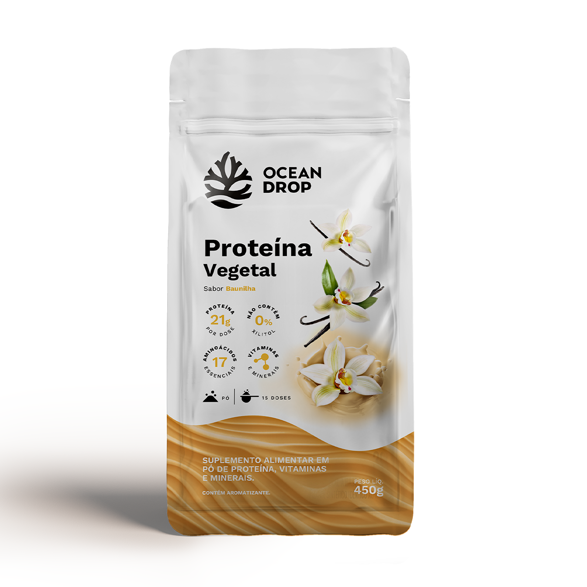 Proteína Vegetal Ocean Drop 450g Sabor Baunilha - Edin