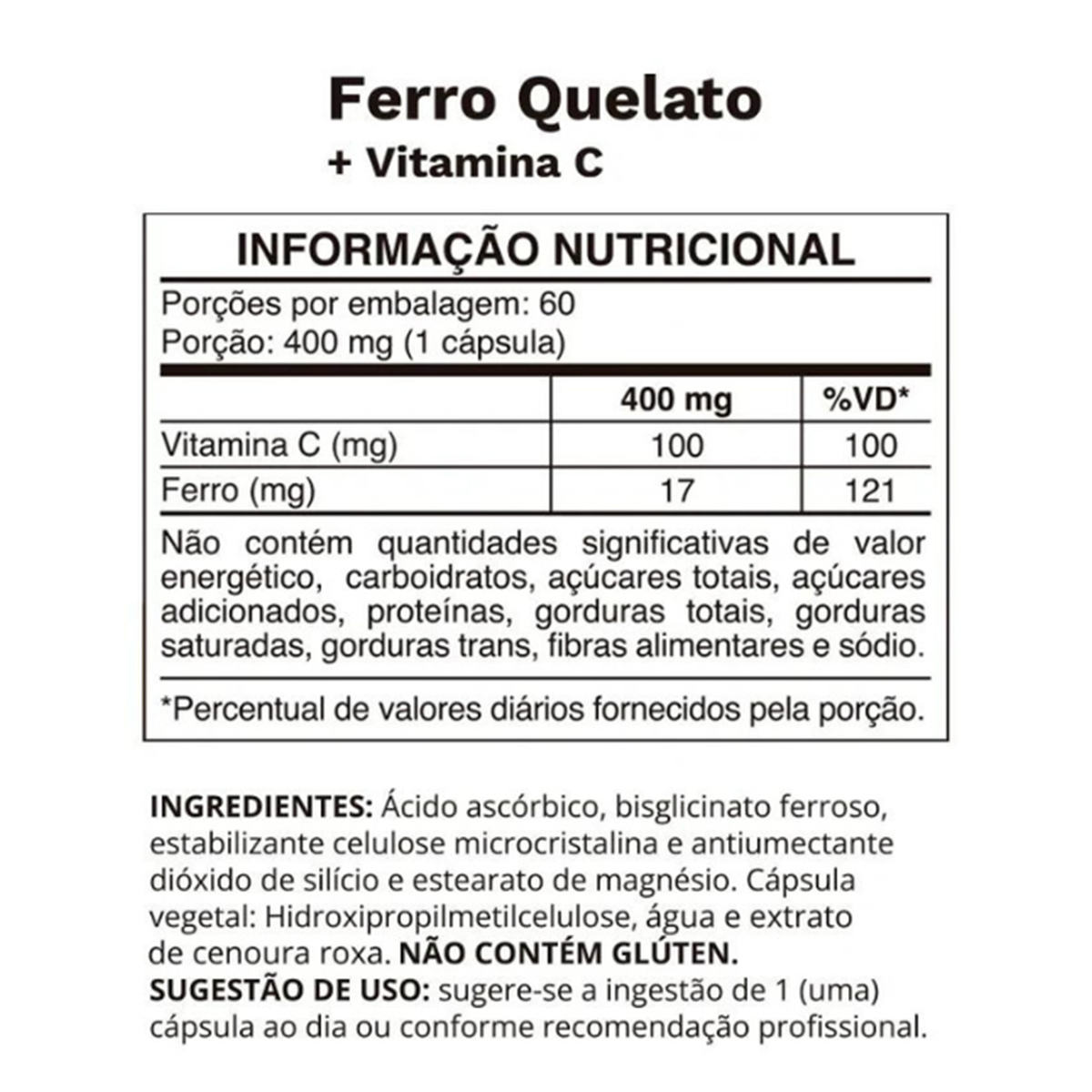 Ferro Quelato + Vitamina C Ocean Drop 60 Cápsulas - Edin