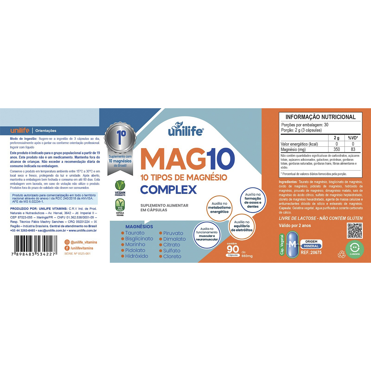 Kit 5 Mag10 Complex Unilife 90 Cápsulas - Edin