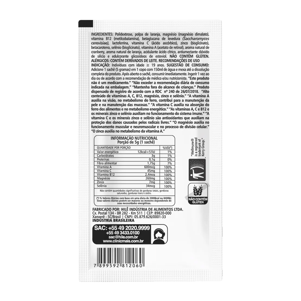 Wellmune Mune + ClinicMais Sabor Cranberry e Laranja (10 Sachês) - Edin