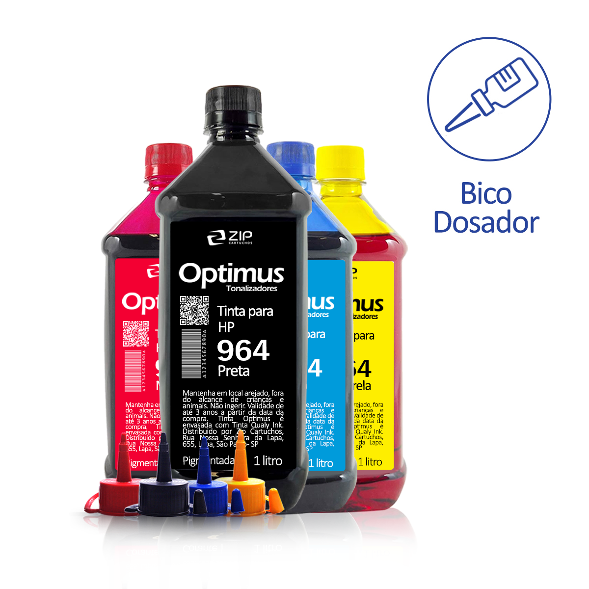 Kit de Tinta HP 964 | 964XL Optimus 1L é Zip - Zip Cartuchos